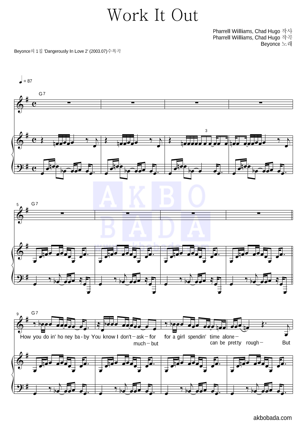 Beyonce Work It Out 악보