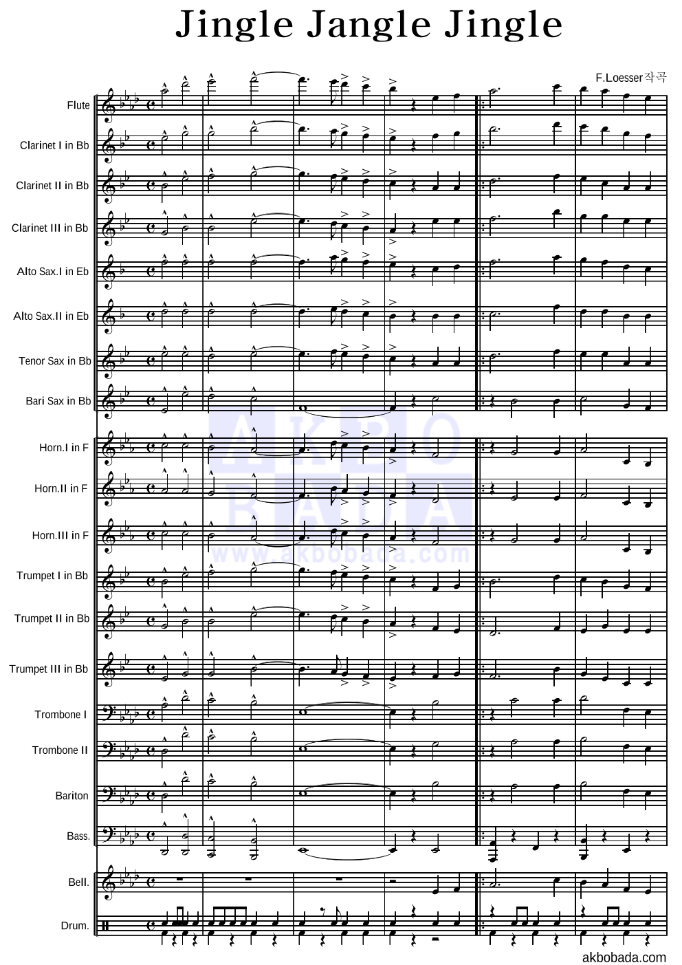 F.Loesser Jingle Jangle Jingle 악보