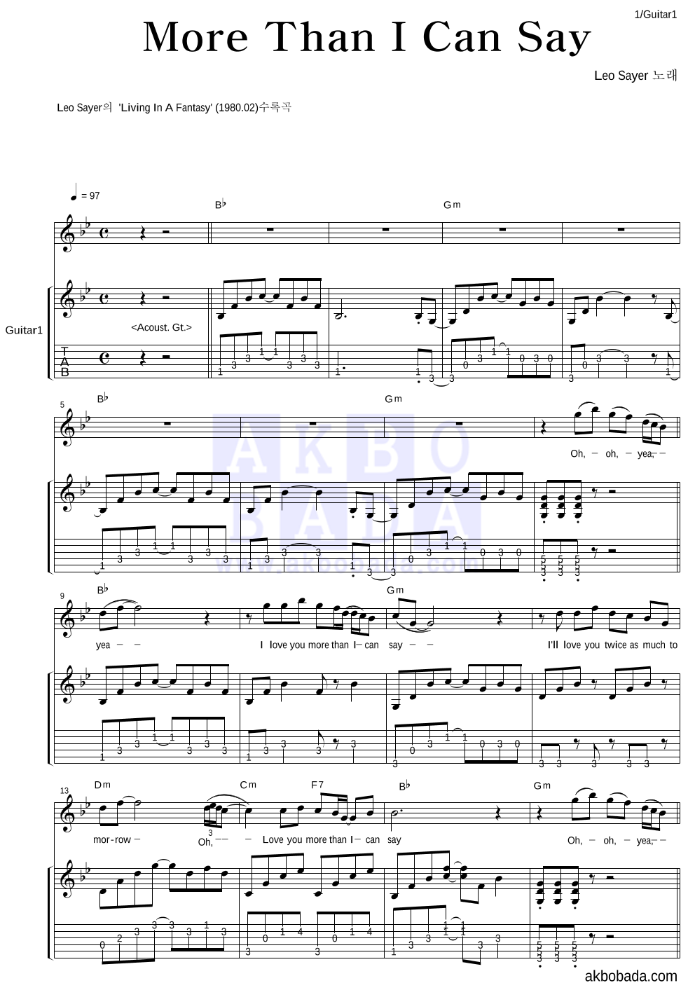 Leo Sayer More Than I Can Say Song Sheet - Infoupdate.org