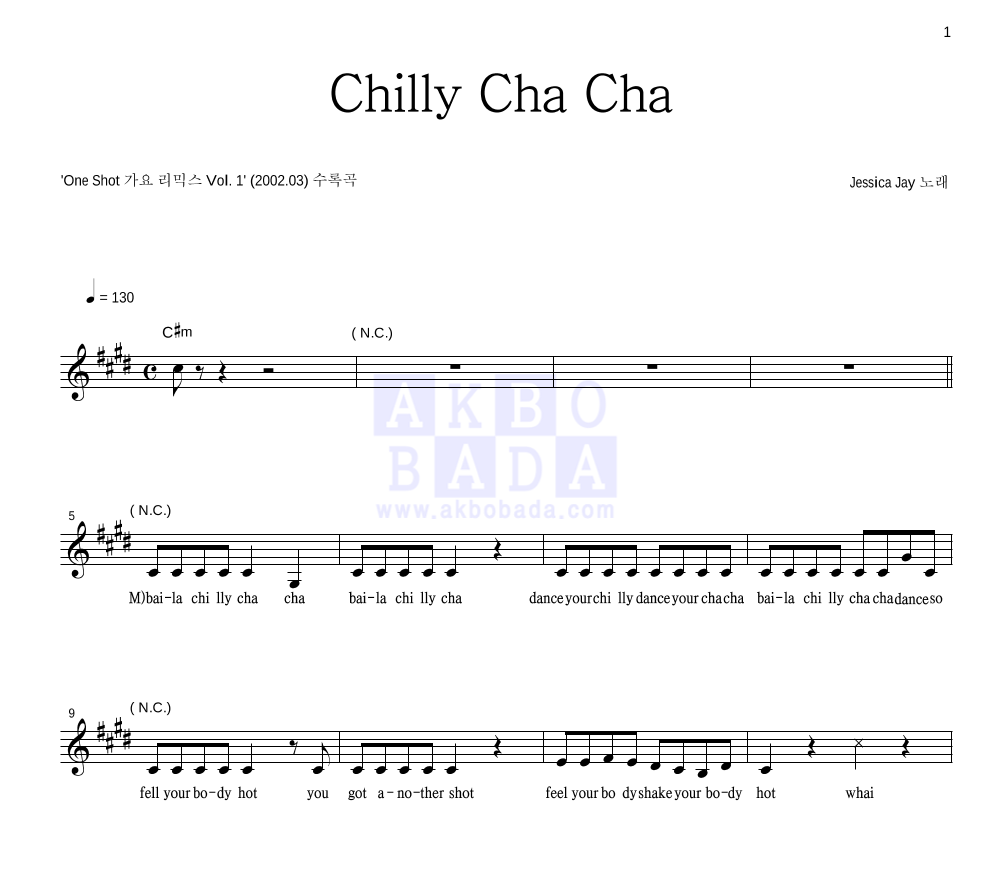 Jessica Jay Chilly Cha Cha 악보
