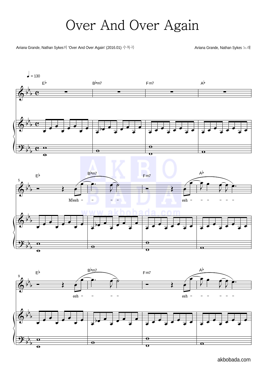 Ariana Grande,Nathan Sykes Over And Over Again 악보
