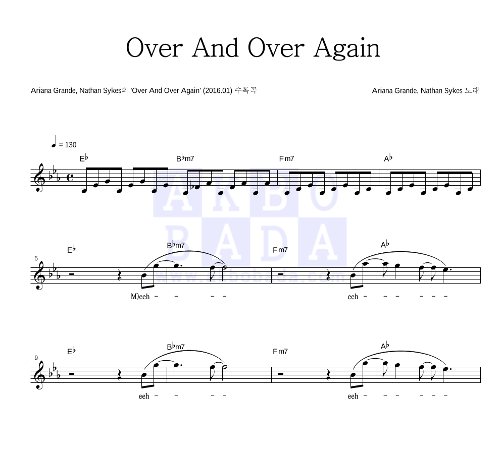 Ariana Grande,Nathan Sykes Over And Over Again MR : 악보바다