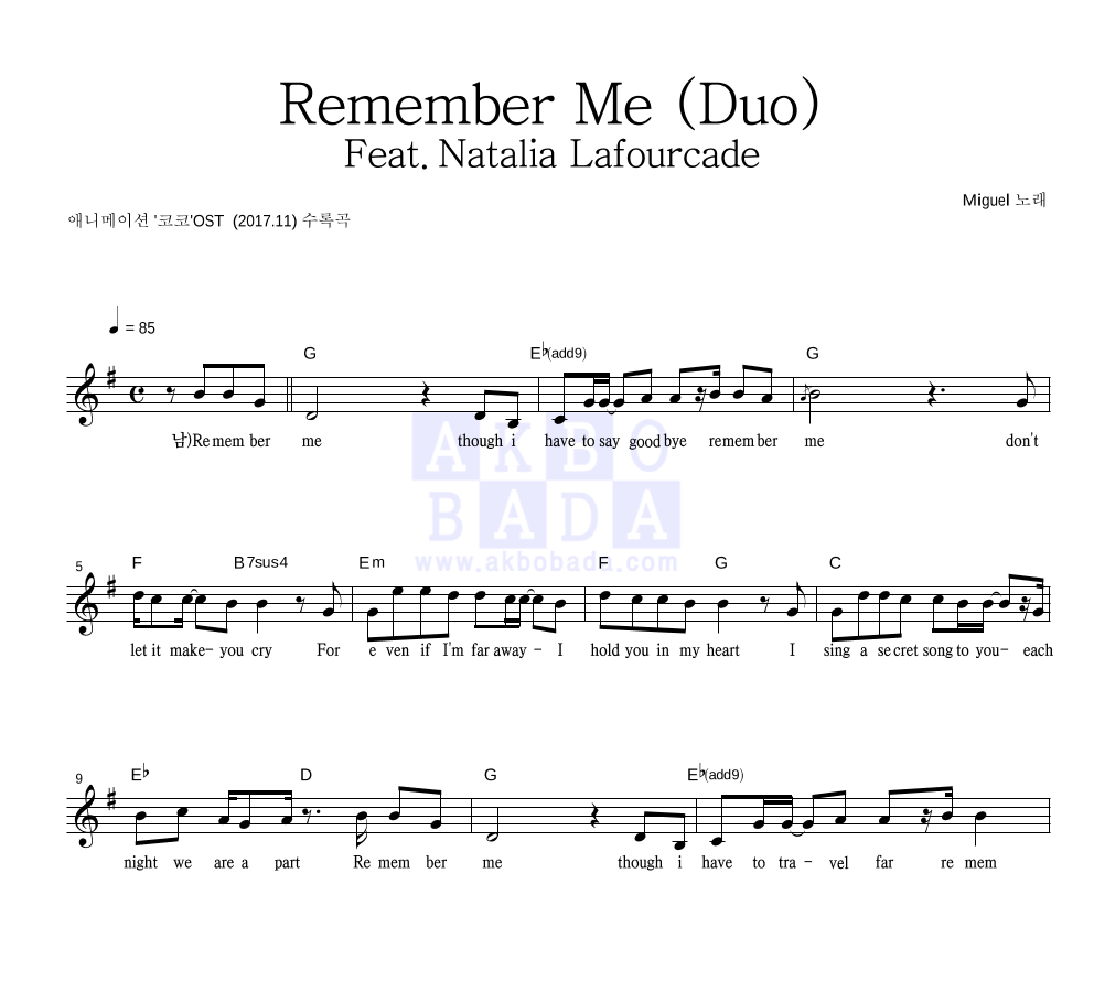 Miguel Remember Me (Duo) 악보