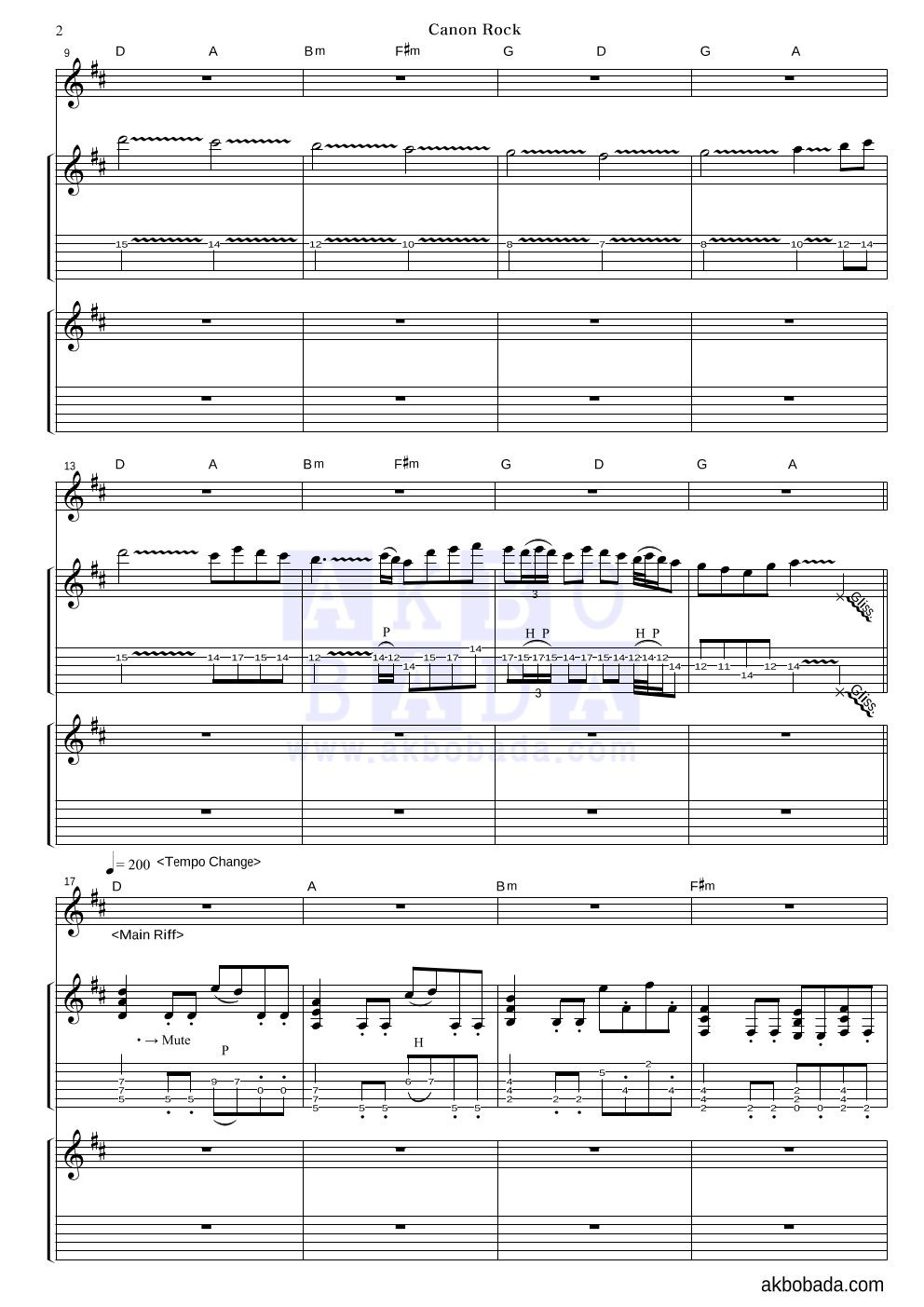 JerryC Canon Rock 악보 : 악보바다