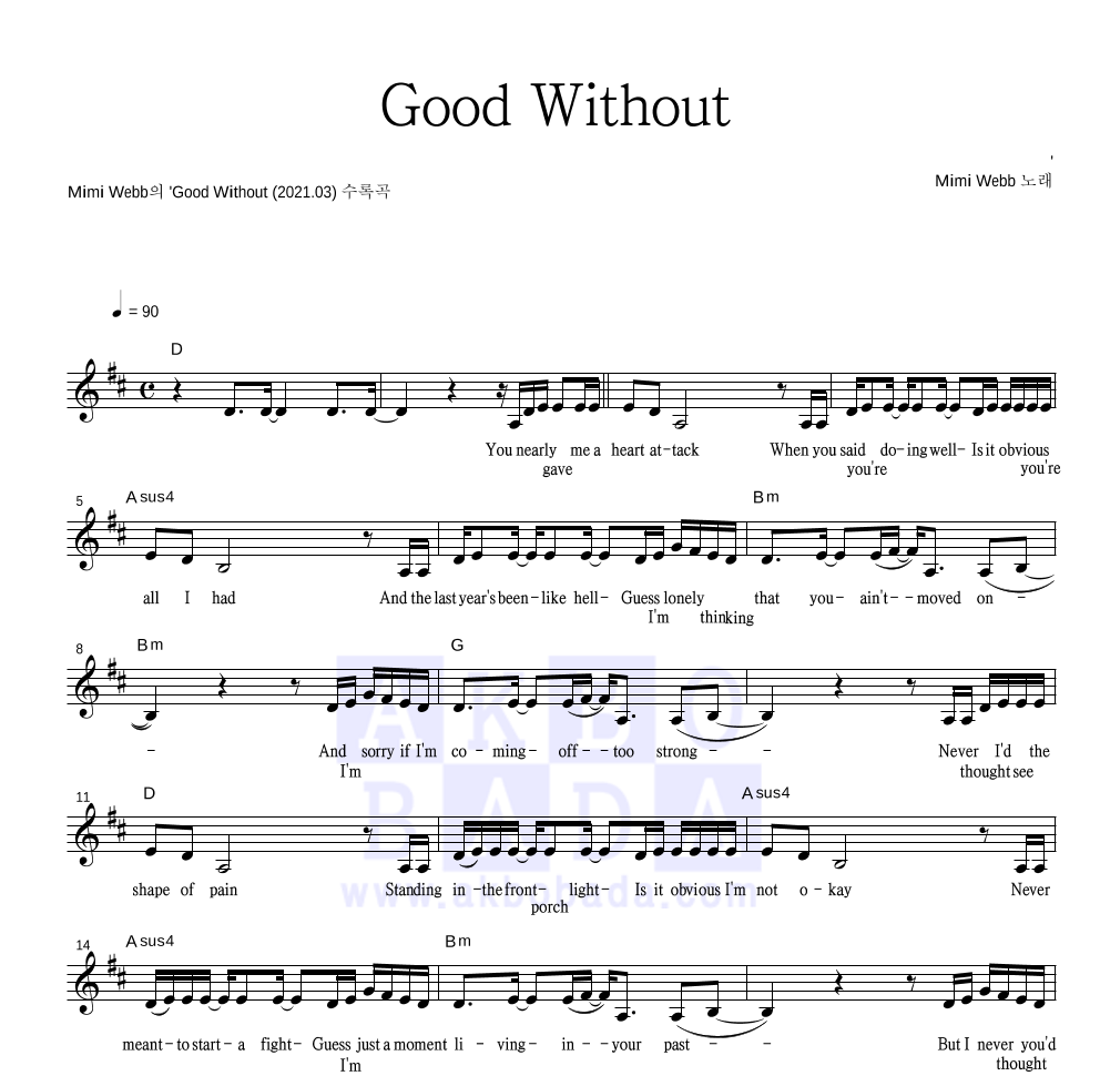 Mimi Webb Good Without 악보