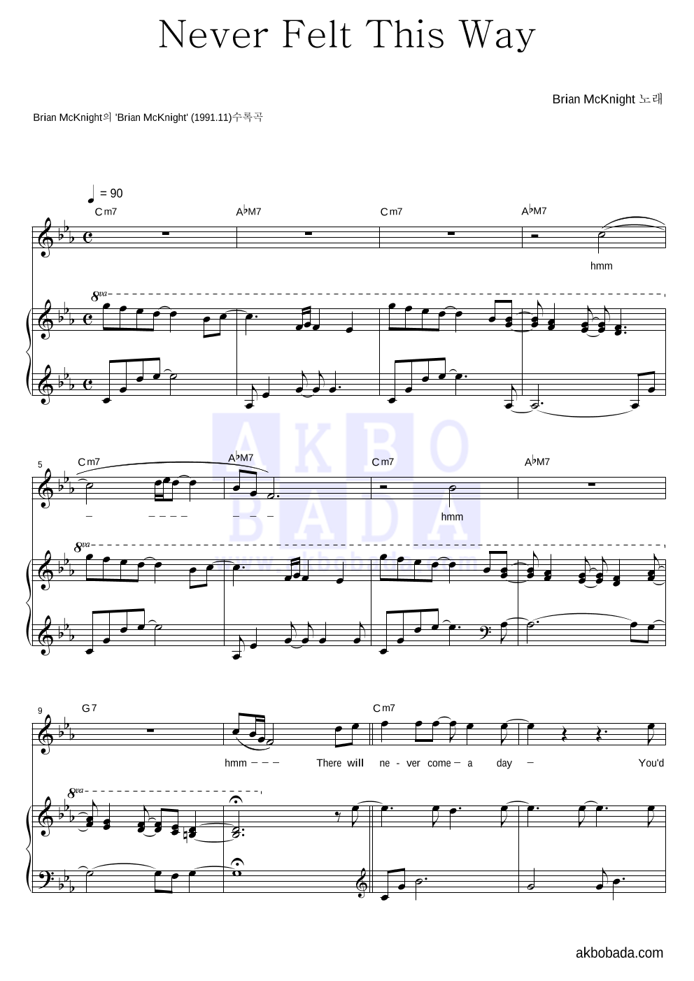Brian McKnight Never Felt This Way 악보