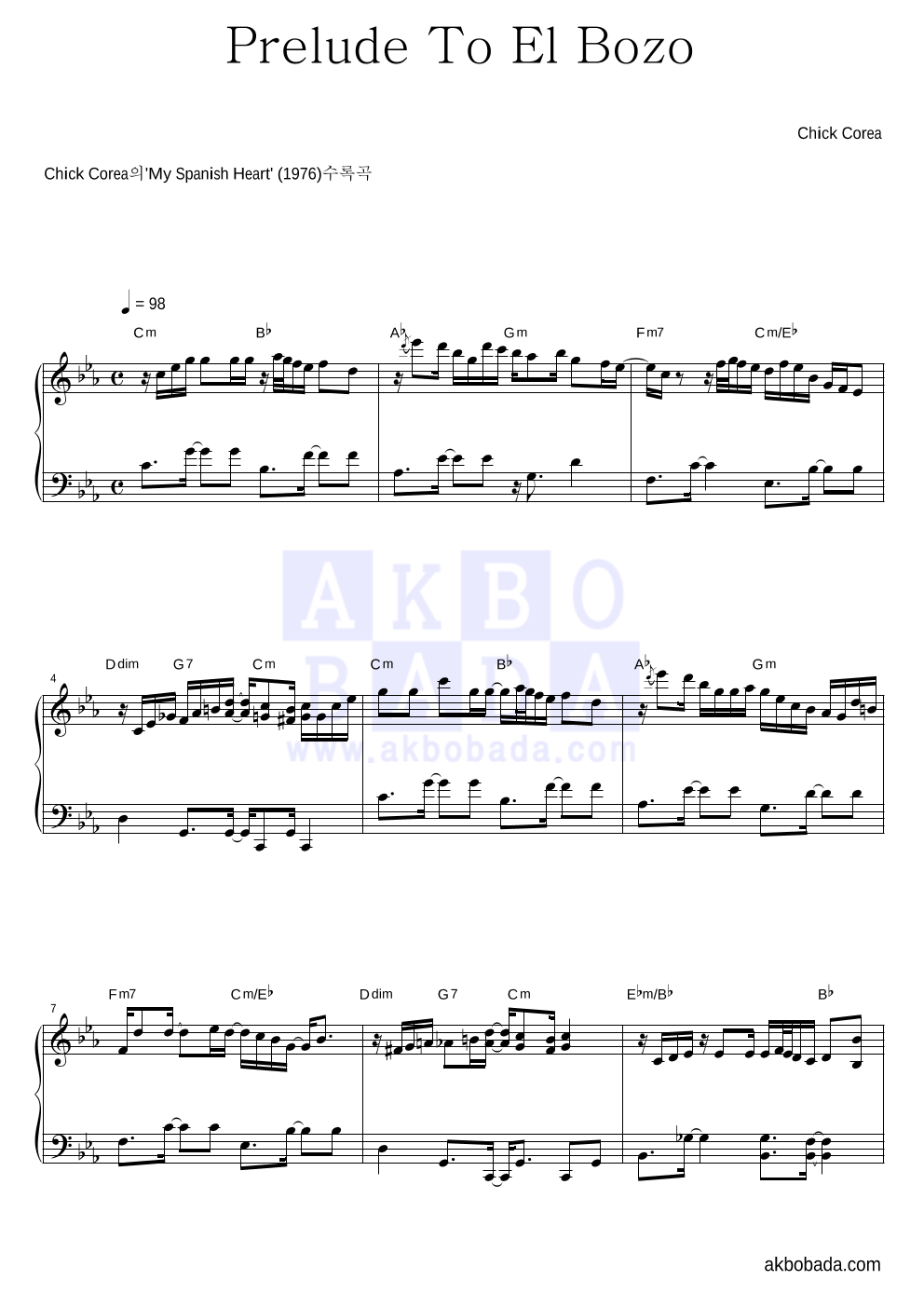 Chick Corea Prelude To El Bozo 악보