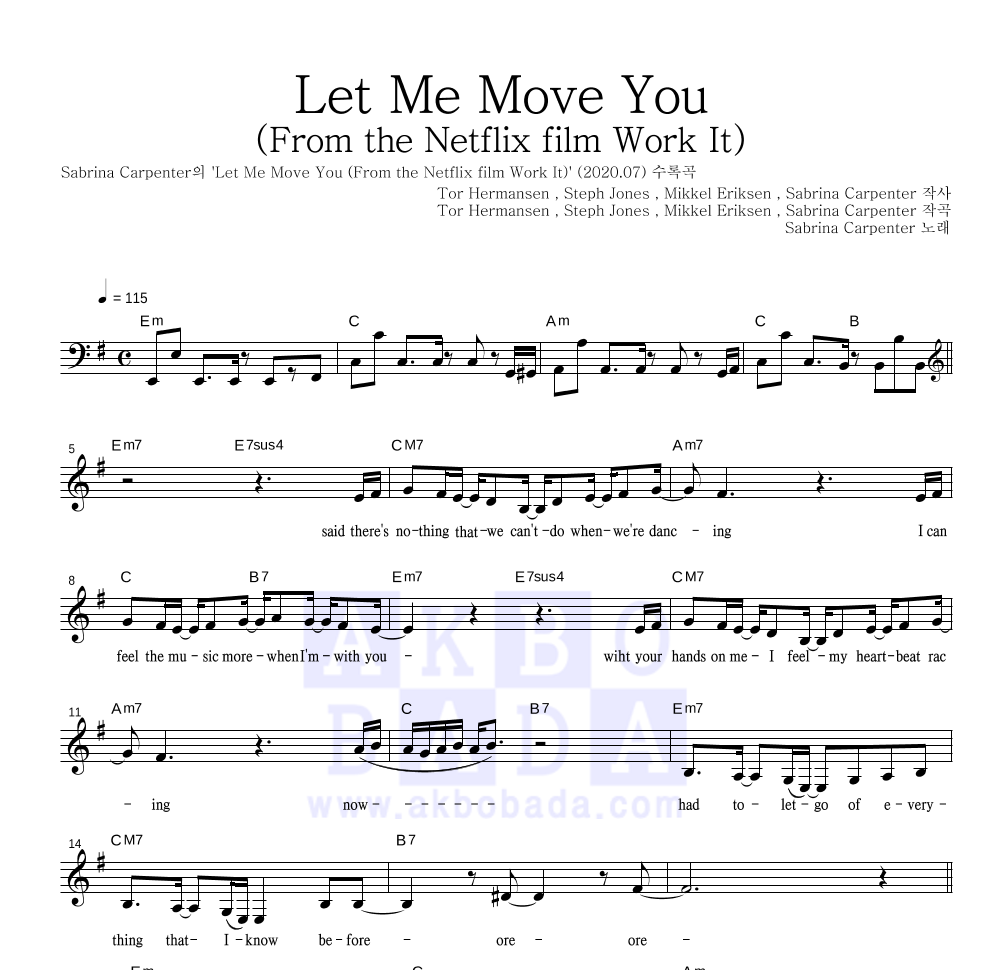 Sabrina Carpenter Let Me Move You (From the Netflix film Work It) 악보