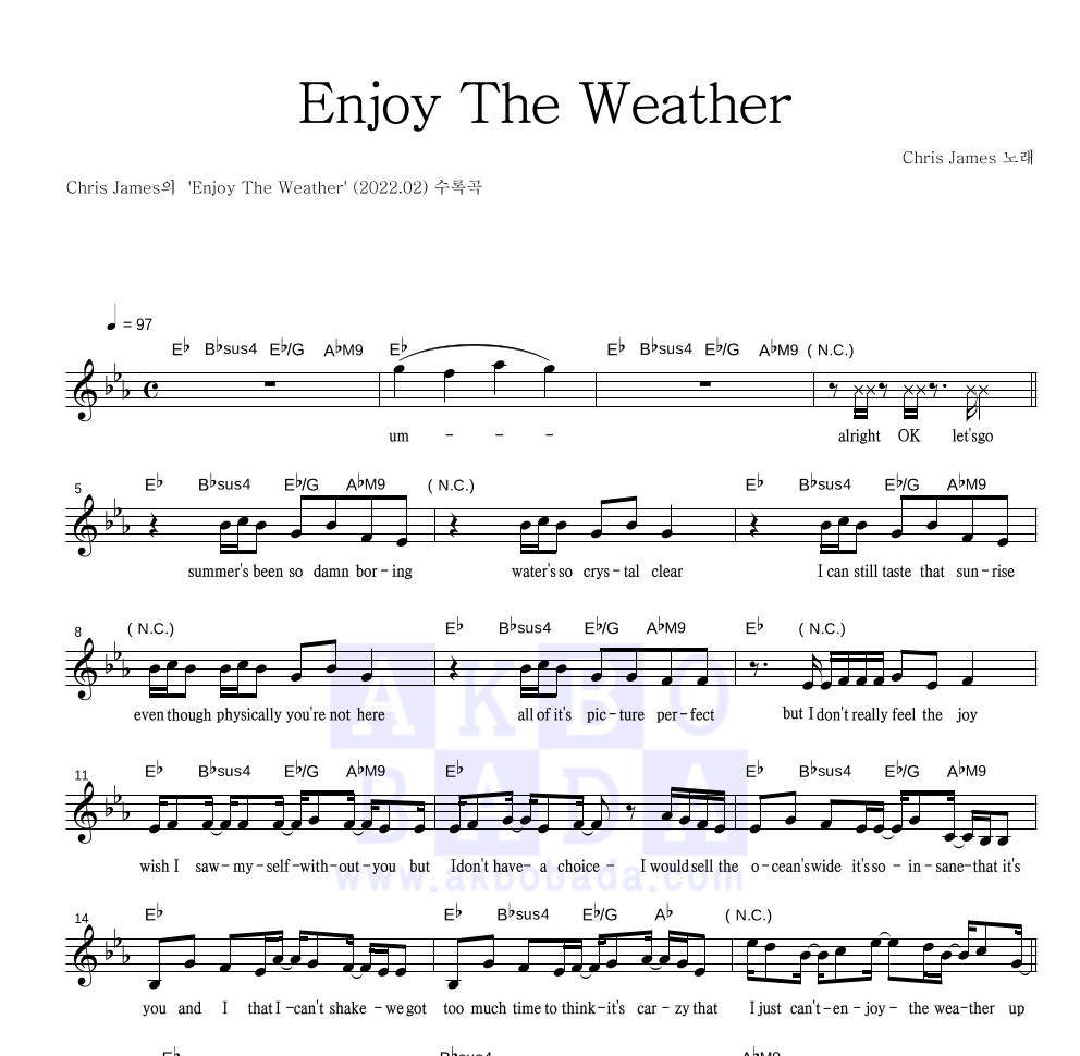 Chris James Enjoy The Weather MR : 악보바다