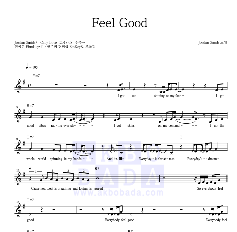 Jordan Smith Feel Good 악보