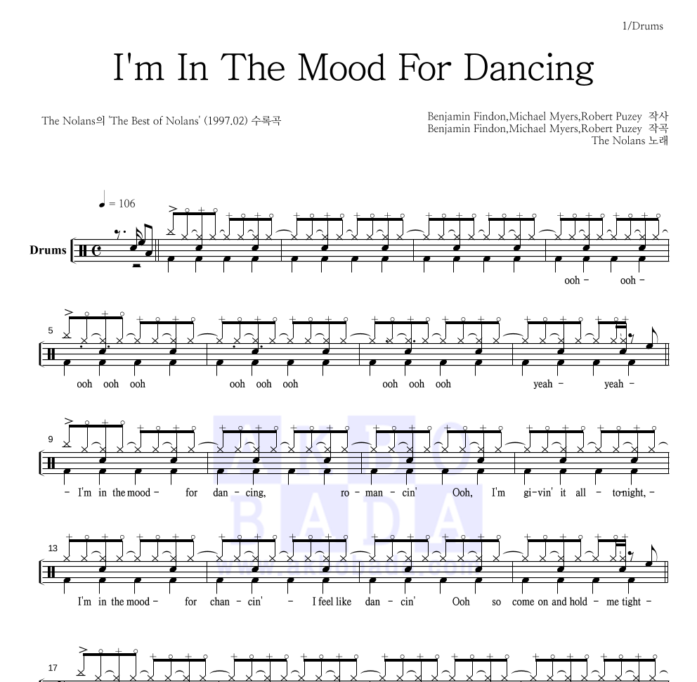 The Nolans I'm In The Mood For Dancing 악보