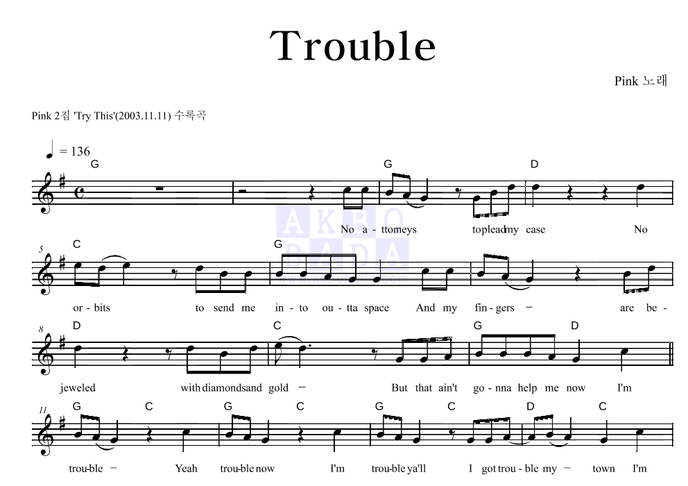 Pink Trouble 악보