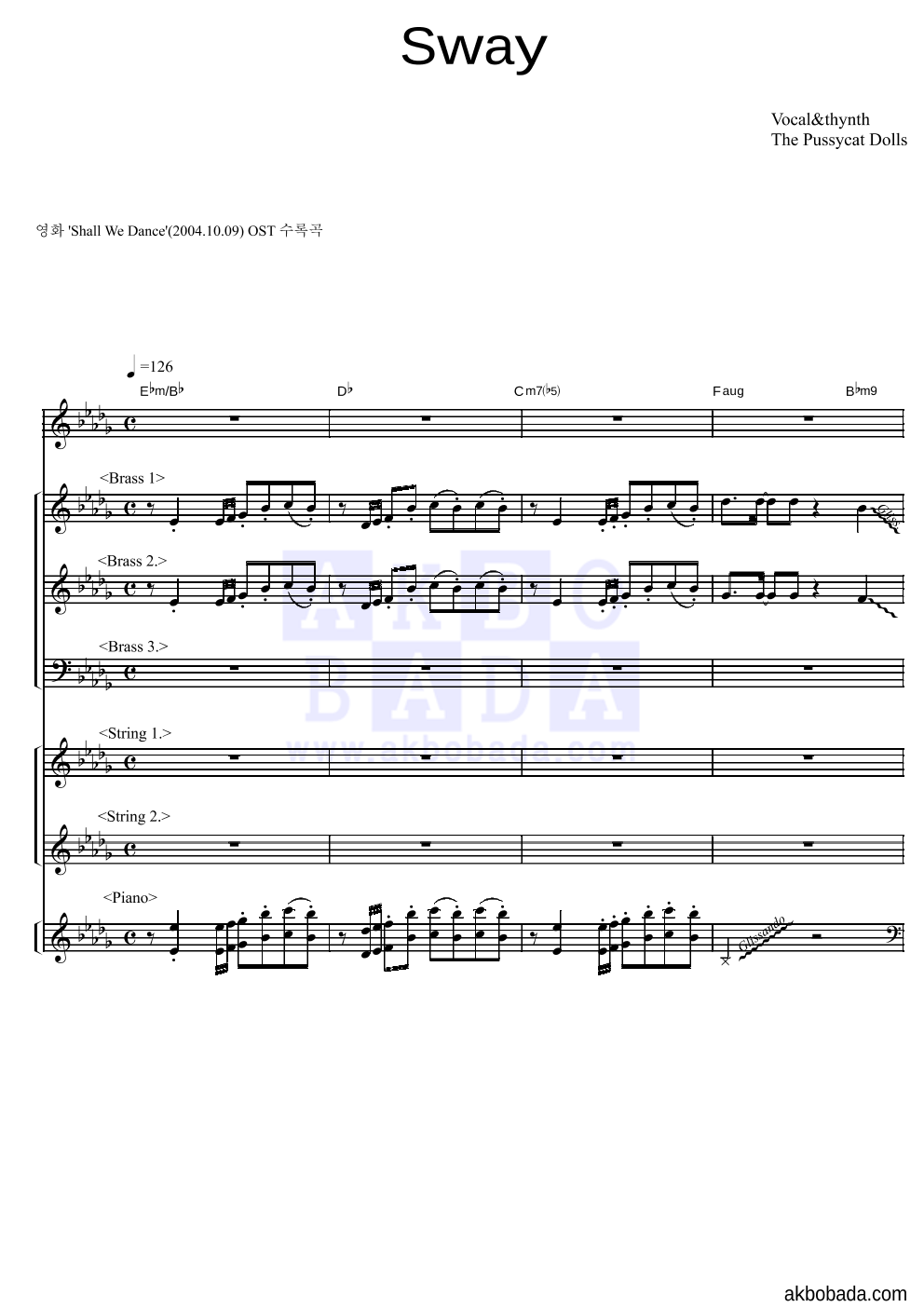 The Pussycat Dolls Sway 악보