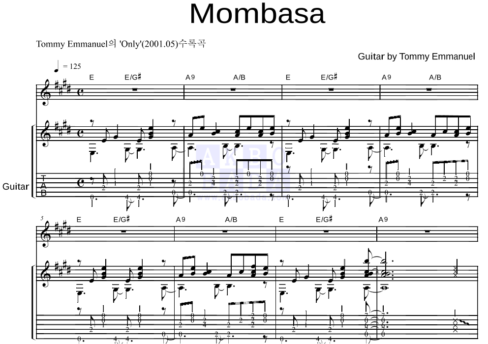 Tommy Emmanuel Mombasa 악보