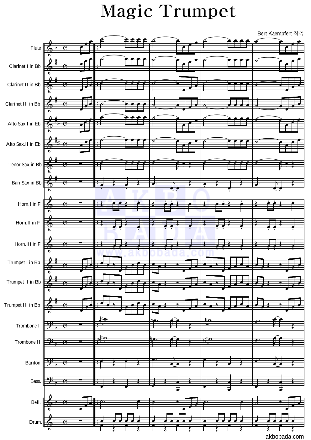 Bert Kaempfert Magic Trumpet 악보