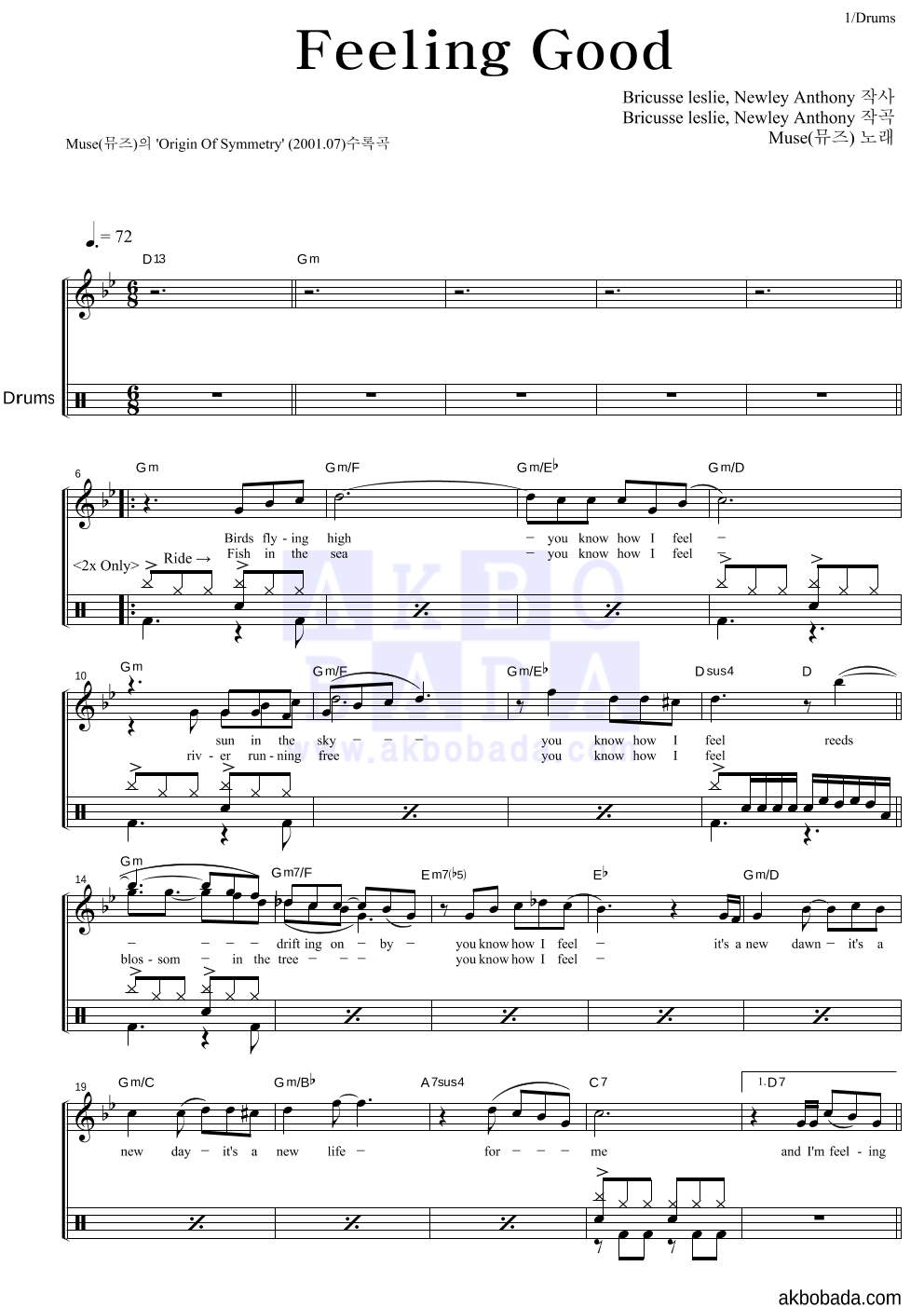 Muse Feeling Good 악보