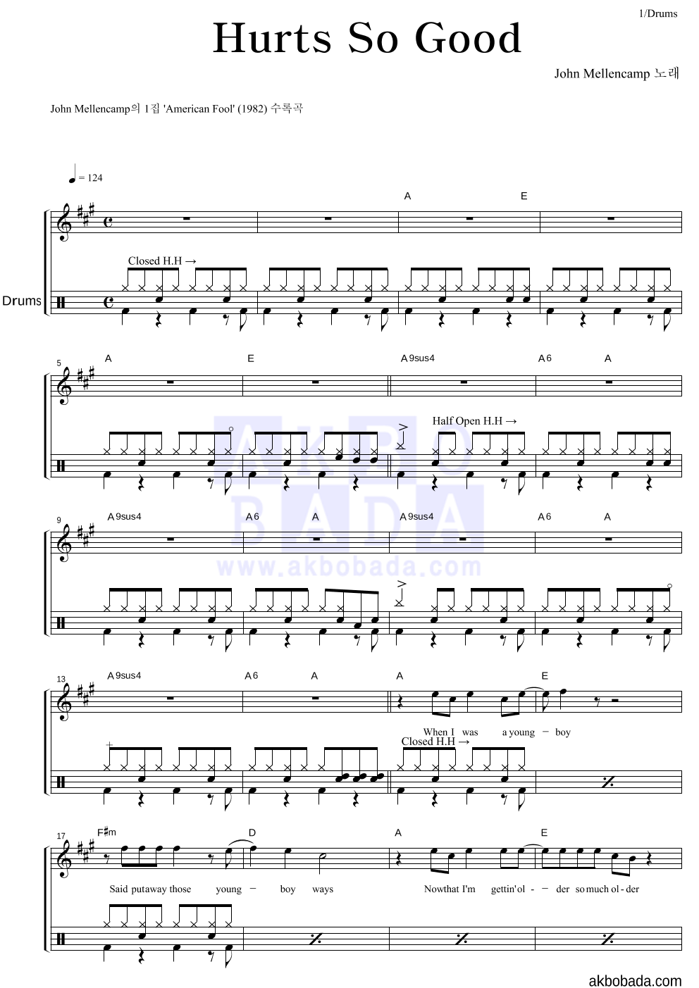 John Mellencamp Hurts So Good 악보