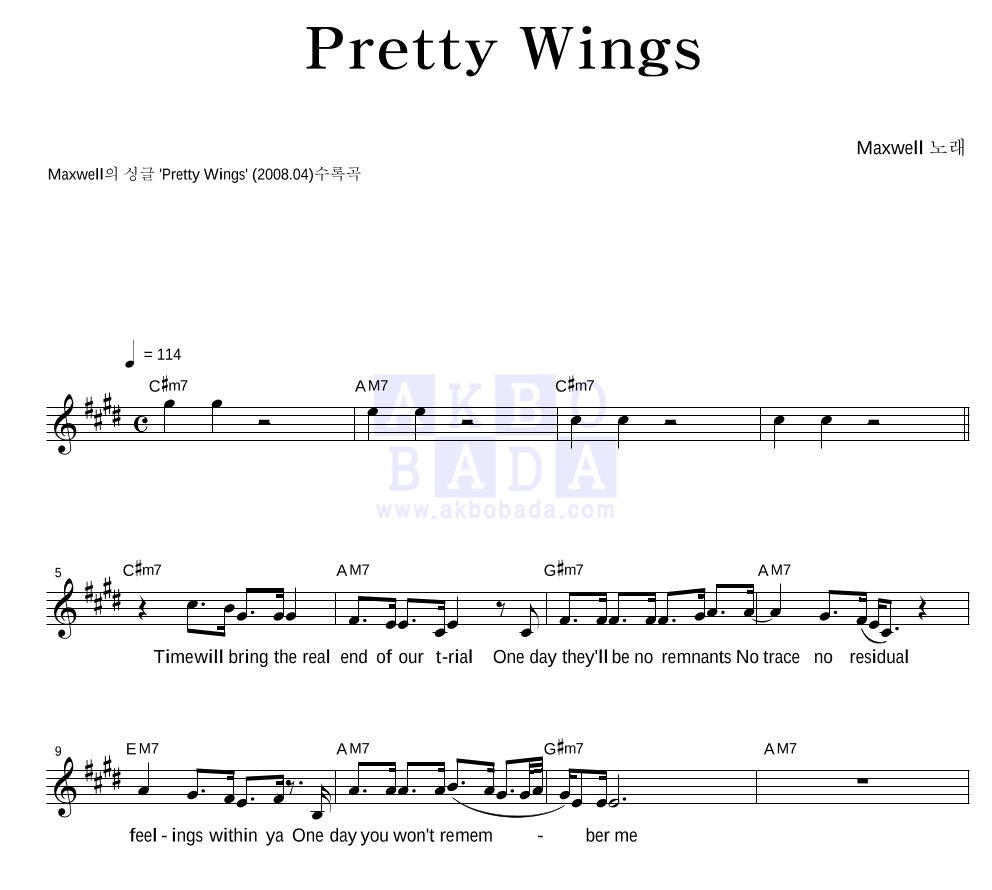Maxwell Pretty Wings 악보