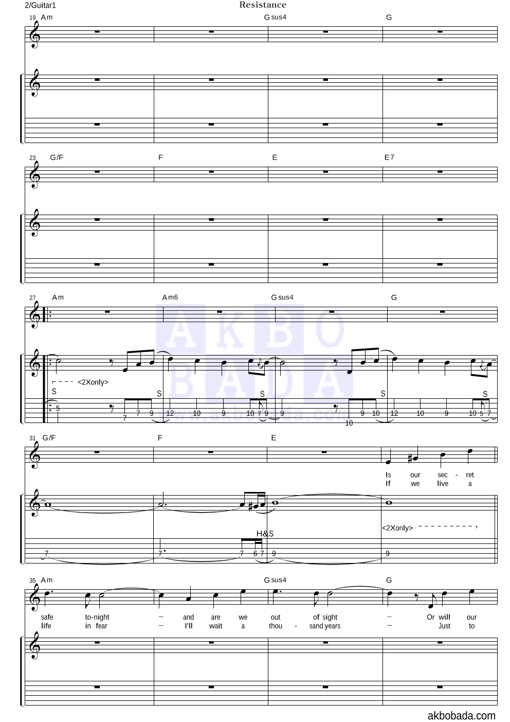 Muse Resistance 악보