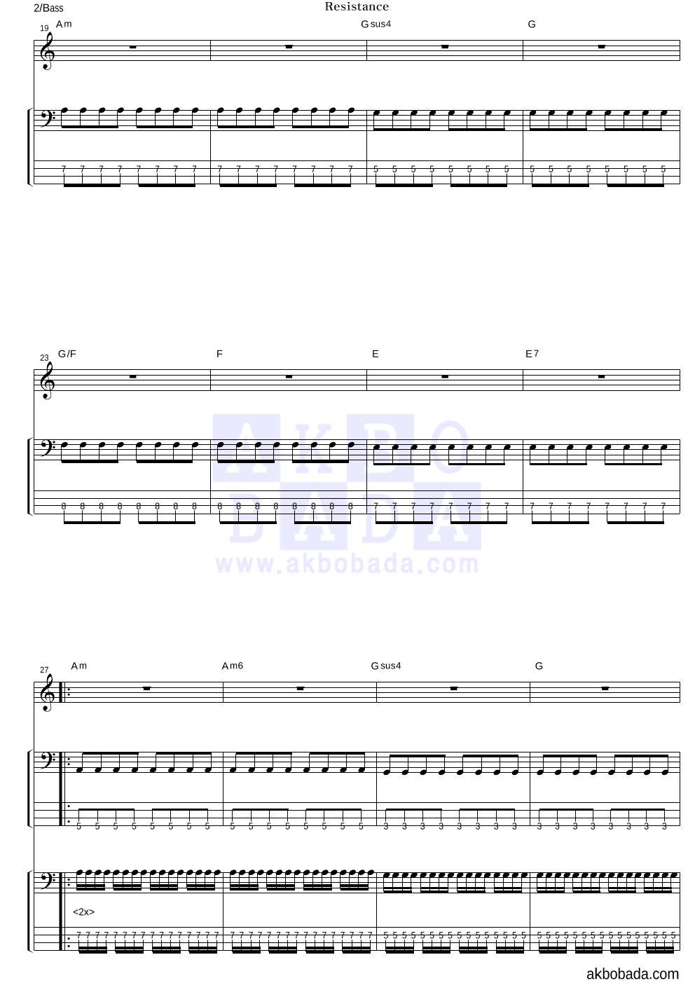 Muse Resistance 악보