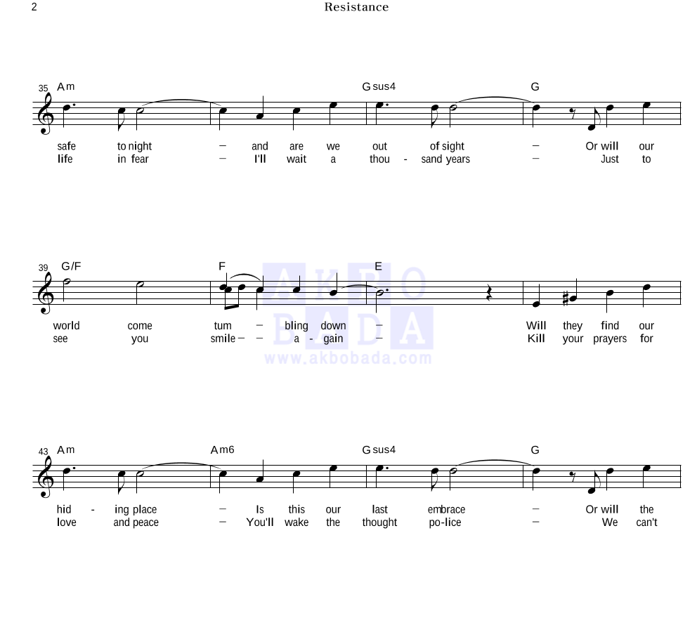 Muse Resistance 악보