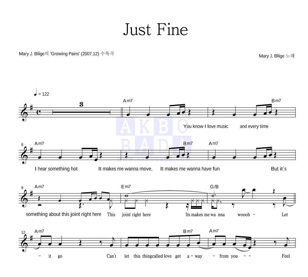 Mary J.Blige Just Fine 악보