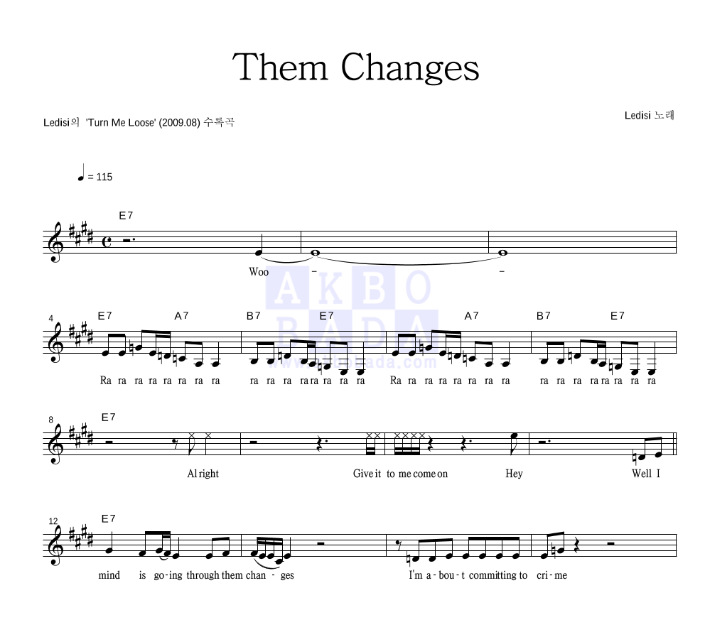 Ledisi Them Changes 악보