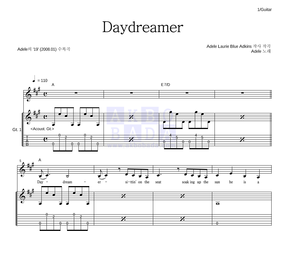 Adele Daydreamer 악보