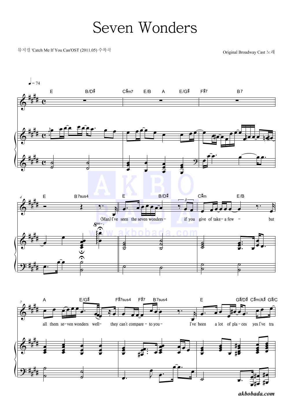 Original Broadway Cast Seven Wonders 악보